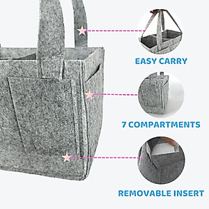 SAVUK Baby Diaper Caddy Organizer Portable Newborn Shower Basket Gifts Storage Changing Wipes Bag Car Nursery Infant Boy or Girl Baby (Grey)