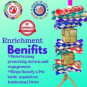 Bonka Bird Toys 3848 Duo Boxy Cube Small Medium Bird Toy Natural Palm Box Crunch Bamboo Treat Traps Forage Chew Cockatiel Parakeet Conure African Grey