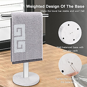 NearMoon T-Shape Hand Towel Holder-Bathroom Towel Rack-Stand with Balanced Base Towel Bar for Bathroom Kitchen Vanity Countertop, Modern Stand Towel Ring with Marble Base (16 Inch, Chrome)