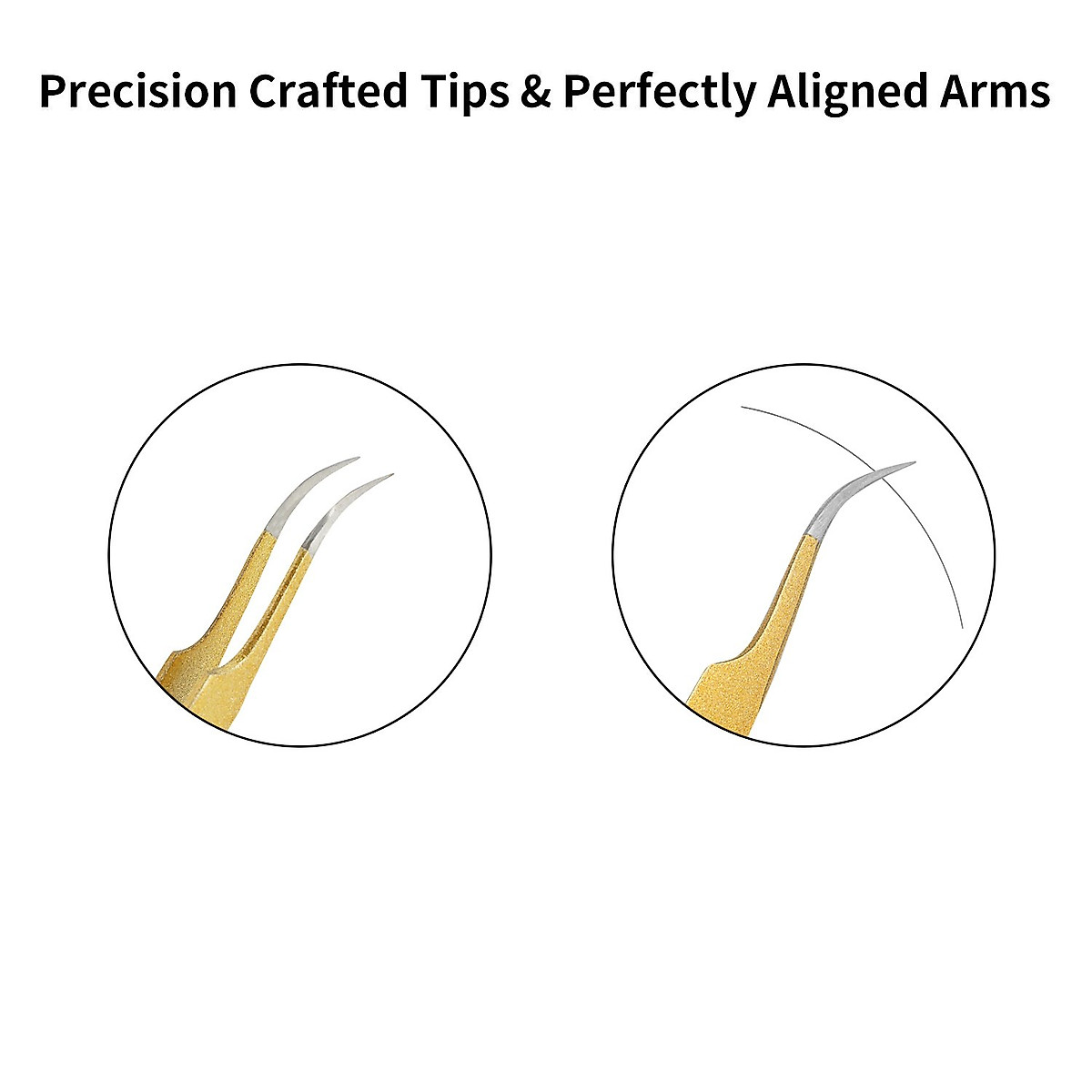Tweezers for Eyelash Extension Hand Crafted Surgical Stainless Steel Metallic Gold Powder Coated (Curved Tip)