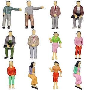 P25S 12pcs All Seated 1:25 Painted Passengers Figures G Scale Person for Model Railway Trains