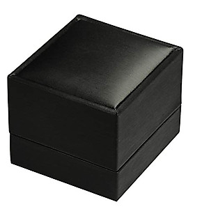 Ring Box for Wedding Proposal Engagement for Men Women Luxury Soft Touch Black PU Leather Ring Jewelry Gift Holder Box Size 2.5?(W)2.5?(D)2?(H), LSRK-US-1, Black PU Ring Box