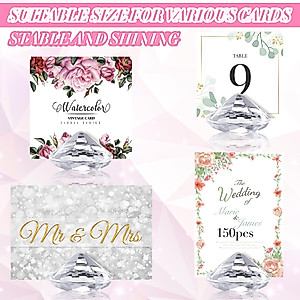 Fulmoon 150 Pcs Diamond Table Number Holders Acrylic Place Card Holder Crystal Tabletop Card Stand for Wedding Party Baby Shower Table Centerpieces Decoration, Clear
