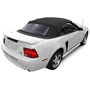 Replacement for: Ford Mustang 1994-2004 Convertible Soft Top & Plastic Window Black Sailcloth (1 Piece Easy Install)