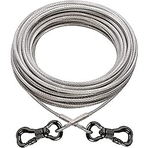 XiaZ 50 ft Dog Tie Out Run Trolley Cable, Pet Heavy Duty Reflective Dog Leash Lead Runner for Large Dogs Up to 250 Pound Silver