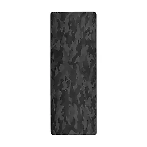 Qilmy Black Camouflage Yoga Mat Non Slip Hot Yoga Mat, Yoga Towel & Mat 2in1 Lightweight & Optimal Cushioning 71"x 26" Thickness 1mm