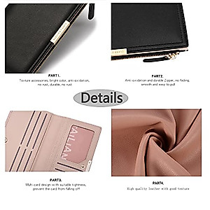 Mokoze Women'S Zipper Magnetic Closure Wallet Clutch Bag Storage Bag Long Bi-Fold With Change Pocket Small Women'S Walle（Black）
