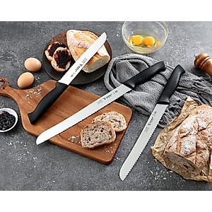 HUMBEE Cusine Pro, 12 inch Bread Knife, Serrated Knife Wave Razor-Sharp Blade Comfortable Grip Dishwasher Safe, NSF Certified,Black