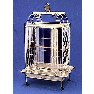 4 Colors, Large Parrot Bird Cage Perfect for African Greys, Cockatiels, Mini Macaws, Parakeet, Cockatoos - 32" W x 22" D X 64" H (Egg Shell White)