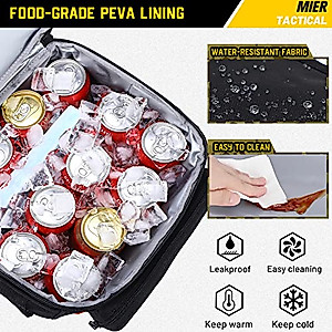 MIER Insulated Lunch Box for Men, Double Decker Lunch Bag Coolers Tactical Lunch Bags with MOLLE Webbing for Men Women Adults to Work, Picnic, Outdoors, Black