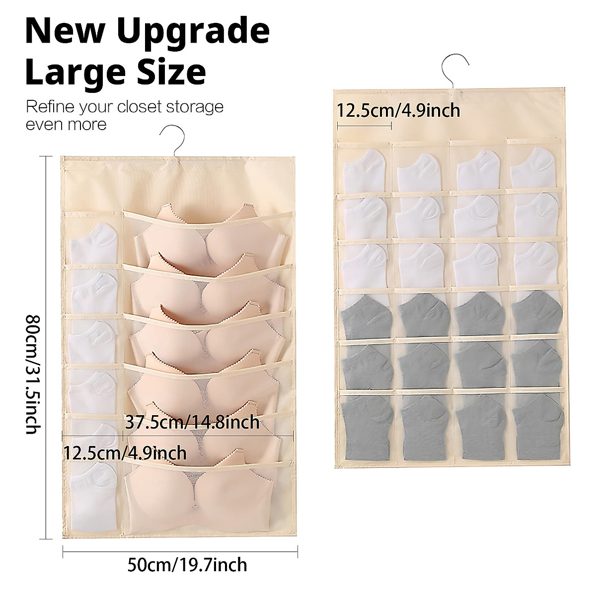 Teatalk Hanging Closet Organizer, Durable Storage with 36 Mesh Pockets and Rotating Metal Hanger, Double-Sided Shelf Wardrobe Bag, Pink (HCO02S36F)