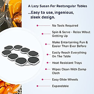 The Lazy Susan Revolution - The First Patented Lazy Susan Turntable for Rectangular Long & Oblong Tables - Expandable Lazy Susan for Kitchen & Dining Tables - Great Gift! Fun at Parties & Gatherings.