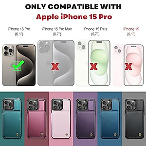 Vinich for iPhone 15 Pro Wallet Case with Card Holder, RFID Blocking for iPhone 15 Pro Case for Women Men, Durable Kickstand Shockproof Phone Case for iPhone 15 Pro, Rose Gold