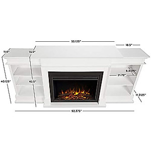 BOWERY HILL Contemporary Electric Wood Fireplace Mantel Heater TV Stand with Remote Control, Adjustable Led Flame, 1500W in White