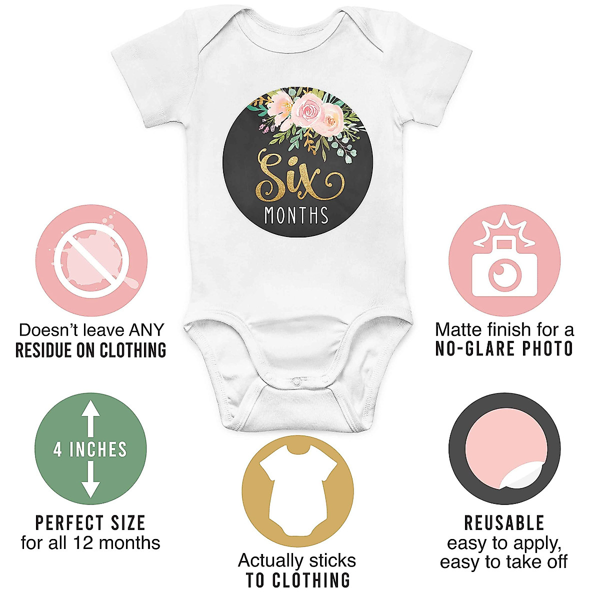 16 Monthly Baby Milestone Stickers Girl - Floral Baby Monthly Milestone Stickers For Baby Girl, Milestone Baby Monthly Stickers, Baby Month Stickers For Baby Photo Props, Monthly Baby Stickers Girl