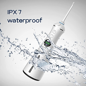 Nicefeel Portable Water Flosser Cordless Rechargeable Dental Cleaner Irrigator, with Gravity Ball, LCD Display, 300ml tank 6 Modes 4 Jet Tips, and IPX7 Water proof for Travel & Home & Braces