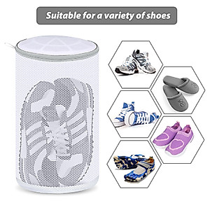 Shoes Washing Bags,Sneaker Mesh Washing Bag,Shoe Cleaning Laundry Bag,Gray Zipper,Large Size,Slipper and So on