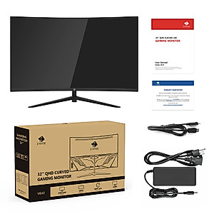 Z-Edge 32 inch Curved Gaming Monitor, 16:9 QHD 2K 2560x1440 165/144Hz 1ms Frameless LED Gaming Monitor, AMD Freesync Premium Display Port HDMI Built-in Speakers