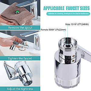 1440° Faucet Extender,2 Modes Pressurized Spray Attachment, Splash Filter Sink Faucet Aerator-Comes with 8 Replaceable Water Purifiers, Solid Brass Robotic Arm for Kitchen/Bathroom Face/Eye Wash