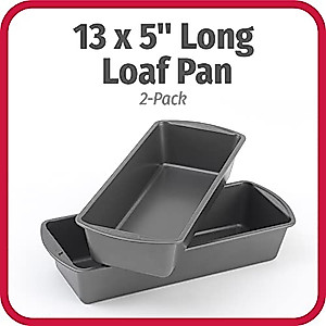 Good Cook Set of 2 Extra Large 13'' x 5'' Nonstick Steel Bread Loaf Pans, Gray
