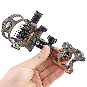 ACEXIER 7 Pins Compound Bow Sight 0.019 Optical Fiber Retinal Sight 16cm CNC Aluminum Horizontal Vertical Adjustment Bow Sight Shooting