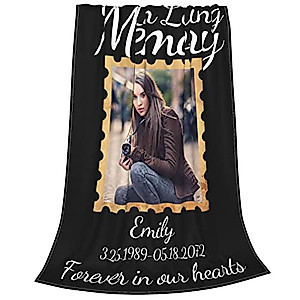 Custom Memorial Throw Blanket - in Loving Memory Photo Blanket for Loss of Mom Dad Grandma Son Daughter - Remembrance Gifts - Personalized Memorial Gift