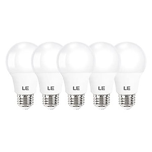 LE LED Light Bulbs 60 Watt Equivalent, 9W 800 Lumens Non-Dimmable, Daylight White 5000K, A19 E26 Standard Medium Base, 10000 Hour Lifetime 5 Count (Pack of 1)