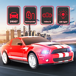 BDTCTK Remote Control 1/24 Ford Mustang Shelby GT500 RC Model Car, Toys for Kids and Adults Red