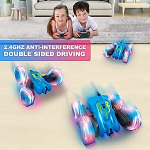 SALLN Remote Control Car-w/Wheel Lights,Direct Rechargeable,RC Cars Stunt Car Toy for Boys 8-12,4WD 2.4Ghz Max 50+min Playtime 360° Rotating RC Car for Boys 4-7,Kids Xmas Gifts Toy Car for Boys Girls