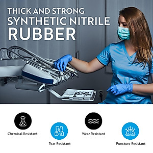 MEDELIM Cleaning Supplies Nitrile Gloves - Disposable Latex Free Work Gloves, 5 Mil Thickness, Blue, Ideal for Industrial Use, Gloves for Safety and Comfort, 100 Count