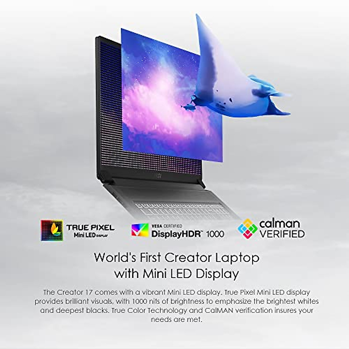 MSI Creator 17 Professional Laptop: 17.3" UHD 120Hz 100% Adobe RGB Display, Intel Core i7-11800H, NVIDIA GeForce RTX 3070, 16GB RAM, 1TB NVME SSD, Thunderbolt 4, Win10 PRO, Core Black (B11UG-494)