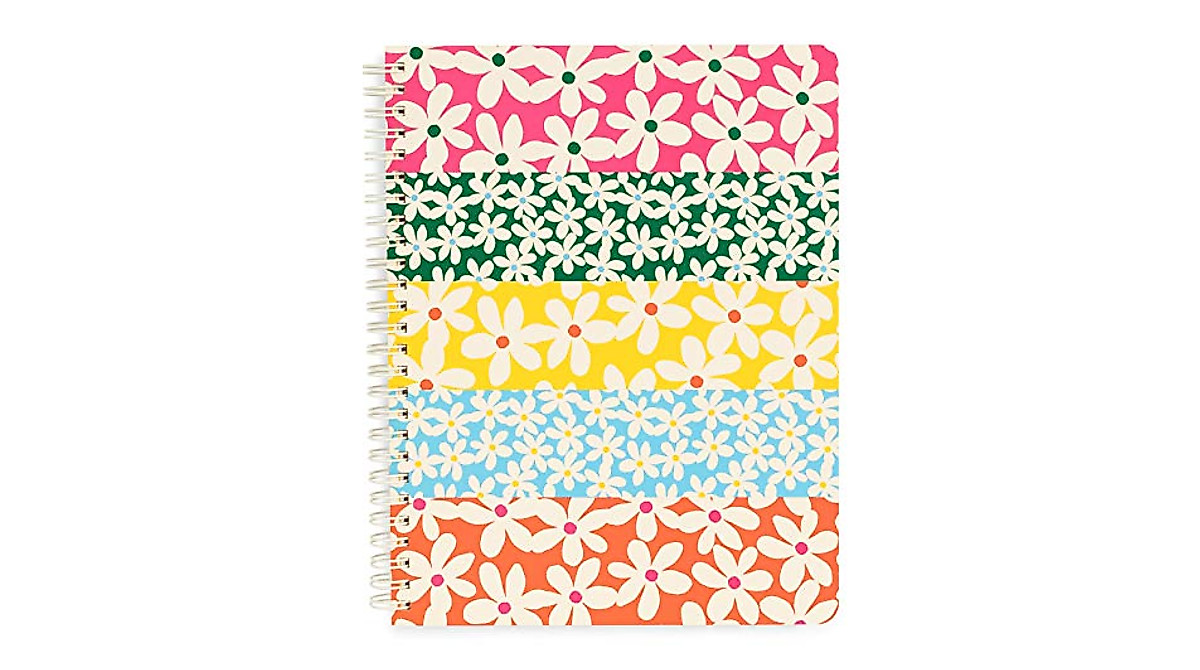 ban.do Floral Rough Draft Mini Spiral Notebook,8.5" x 6.75" with Pockets and 160 Lined Pages ...