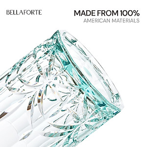 BELLAFORTE Shatterproof Tritan Plastic Short Tumbler, Set of 4, 13oz - Myrtle Beach Unbreakable Crystal Cut Old Fashioned Drinking Glasses for Whiskey - BPA Free - Dishwasher Safe - Teal