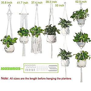 SNUGBERI 6 Pack Macrame Plant Hangers Indoor Outdoor Hanging Planter Basket Handmade Cotton Rope Flower Pot Holder Haning Plant Holder for Indoor Outdoor Boho & Home Decor (White)