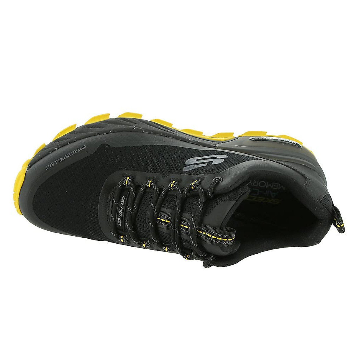 Skechers Men's Max Protect Liberated Lace-up Sneaker Oxford, Black/Yellow, 12