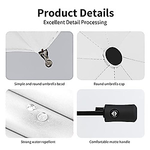 Cloudia Automatic Windproof Travel Umbrella, Umbrella in Rain and Sun for Women and Men (White)