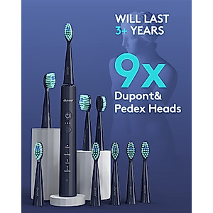 Ducard V7 Pro Electric Toothbrush for Adults- Rechargeable Toothbrush 12 Modes & 9 Brush Heads - 3 Hr Charge Last 60 Days Ultra Sonic Toothbrush for Adults (Navy Blue), (DY-152)