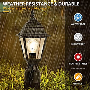 Dusk to Dawn Outdoor Post Lights Hardwired 120V, Aluminum Outside Post Lantern with Pier Mount, Exterior Lamp Pole Lantern Head with Clear Glass, Matte Black Post Light for Patio,Garden,Walkway