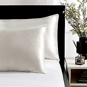 Deconovo Grey Silk Pillowcase Envelope Closure - Satin Pillowcase for Hair and Skin, King Size Set of 2, 20x40 Inch Pillow Protectors (Grey, 20x40 Inch, 2 Pack)