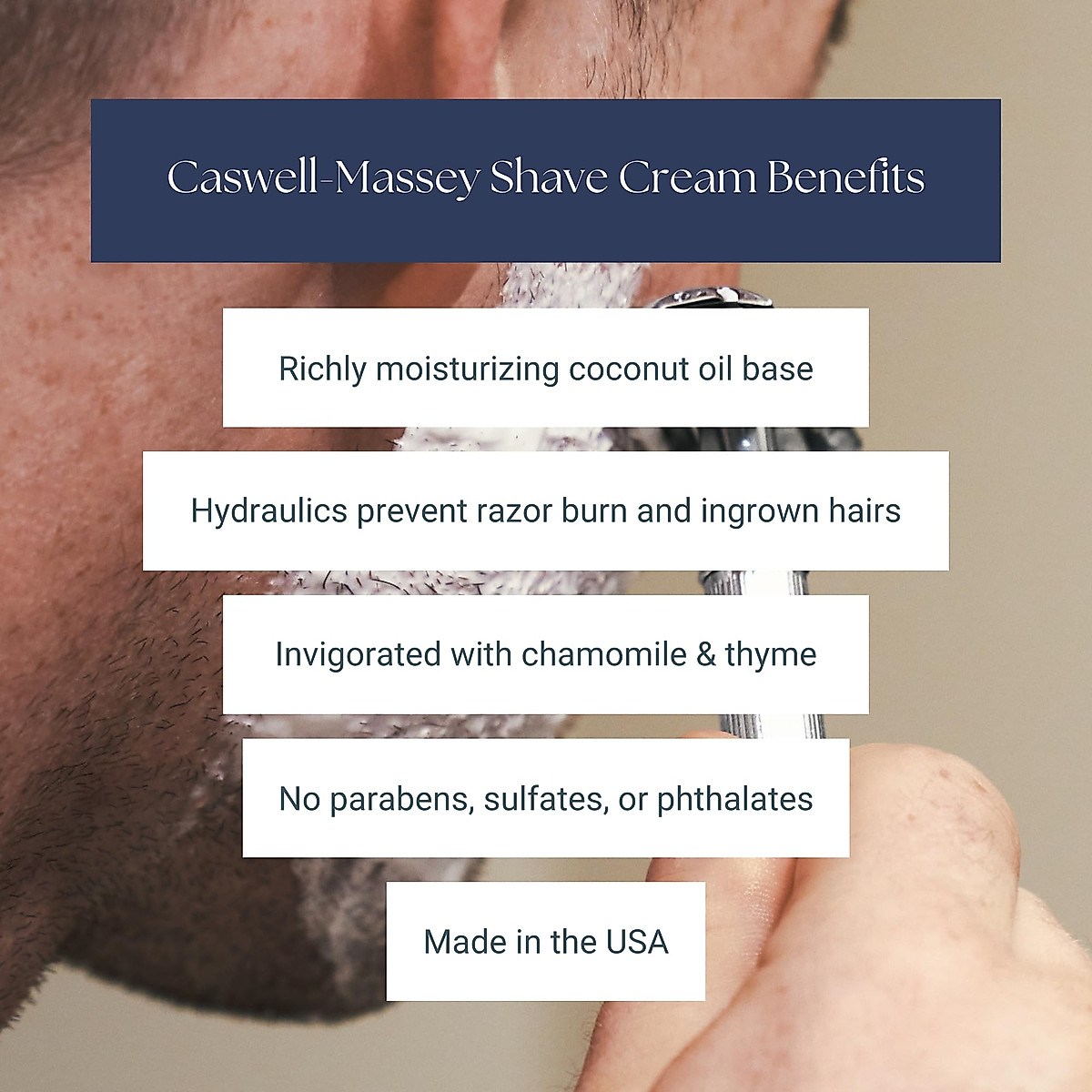 Caswell-Massey Heritage Woodgrain Sandalwood Shave Cream, Natural Men’s Shaving Cream for Smooth Beard Shaving, Soothing for Sensitive Skin, USA Made, 8 Fl Oz