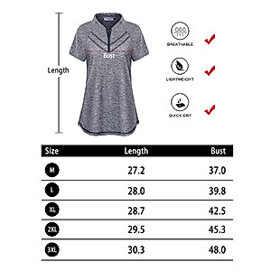 Vldnery Women Athletic Golf Shirt Moisture Wicking Yoga Workout Zip Shirts (XL)