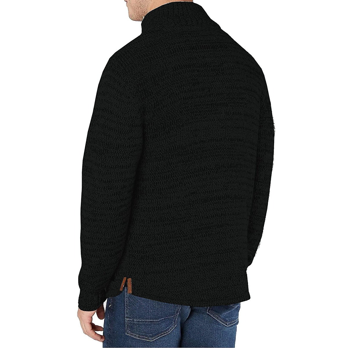 Aoysky Men's Stand Collar Sweater Thermal Button Pullover Sweater Tops Henley Knit Sweaters Black