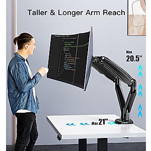 HUANUO Dual Desk Monitor Stand, for Two 13-35" Screens with USB, Height Adjustable Ultrawide Double Gas Spring Arm for 2 Monitors, 75 x 75mm/100 x 100mm VESA Mount, Hold up to 26.4lbs/Arm