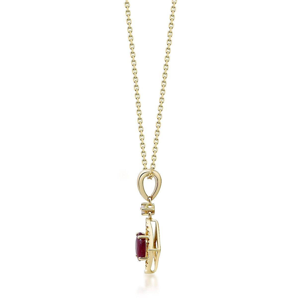 Gin & Grace 10K Yellow Gold Genuine Ruby and Natural Diamond (I1) Pendant for Women.