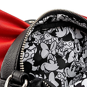 Loungefly x Disney Minnie Mouse Polka Dot Big Red Bow Crossbody Bag (One Size, Black/White/Red)