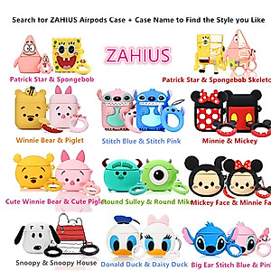 ZAHIUS Airpods Silicone Case Cool Cover Compatible for Apple Airpods 1&2 [Cartoon Series][Designed for Kids Girl and Boys](2Pack Round Mike&Sulley)