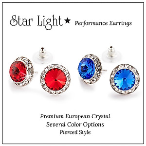 Star Light Crystal Jewelry | Colorful Rhinestone Pierced Earrings for Dance, Pageant, Prom, Performance, Wedding or Special Event Honey/Gold 15mm