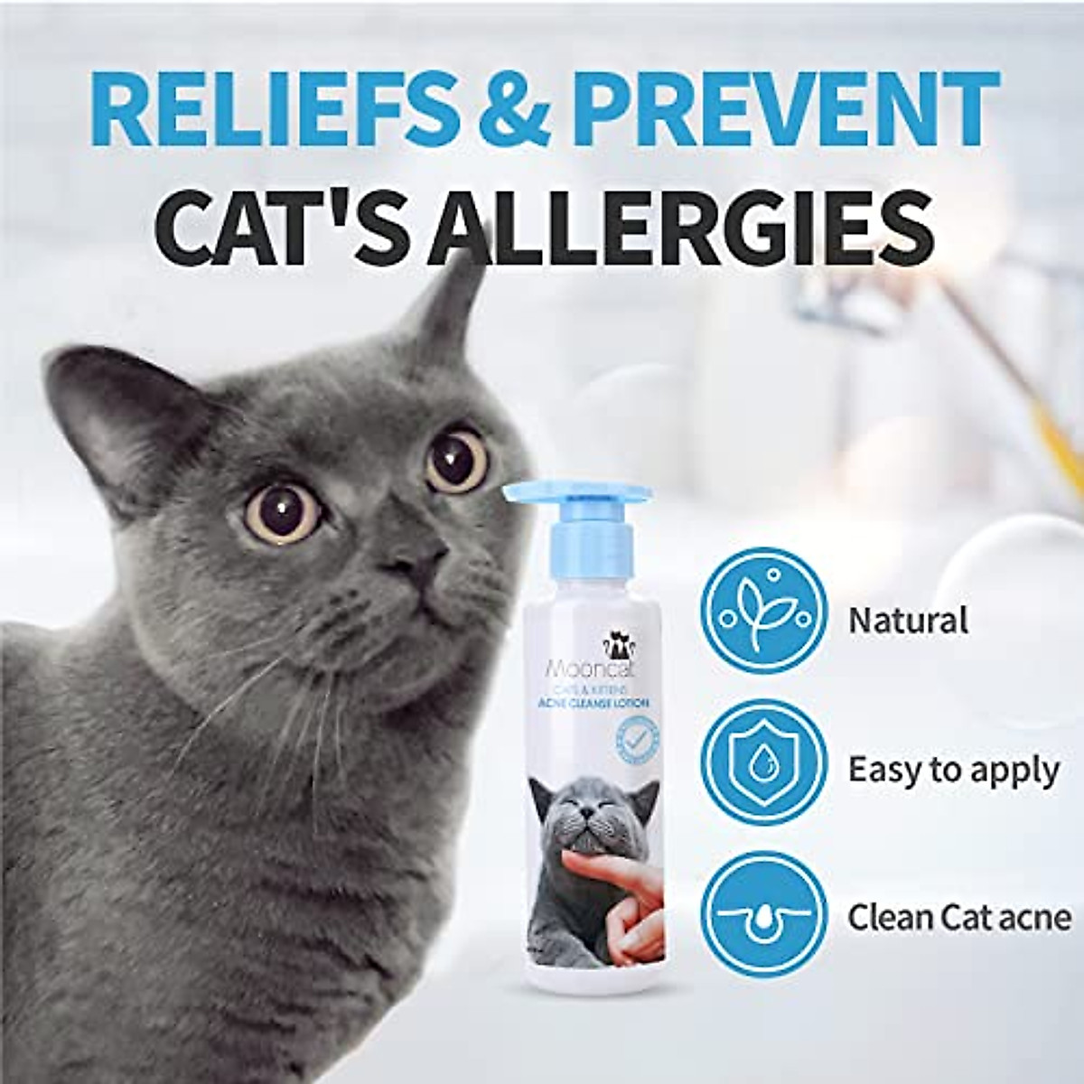 Mooncat Kitten & Cat Acne Chin Treatment | First Cuztomized Cat Acne Cleanse Lotion | Pionner in Cat Care Stuff | Concentrated Solution for Cat Chin & Tail | Prevention for Cats Acne -5 fl oz(150ml)