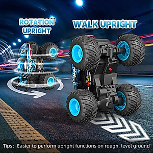 Sunrad Remote Control Car Toys for Kids Boys, RC Monster Truck with 360°Rotation Upright, Light & Music, Indoor Outdoor All Terrain Rechargeable Electric RC Car Toys Gifts for 3 4 5 6 7 8-12 Year Old