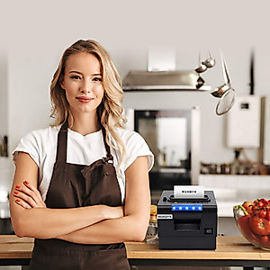 MUNBYN Receipt Printer P068, 3 1/8" 80mm Direct Thermal Printer and Thermal Paper 3 1/8 x 230ft, 10 Rolls Receipt Paper